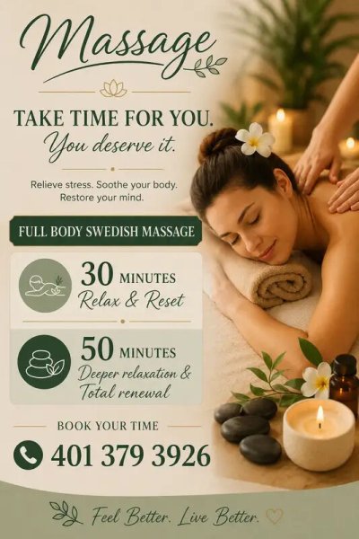 Massage is essential for you SAT massage til 5pm - Providence ...
